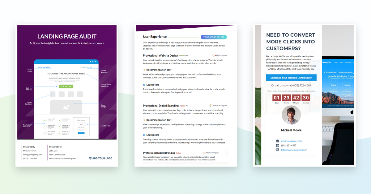 Free Landing Page Audit Report - Checklist